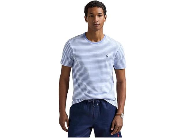 (取寄) ラルフローレン メンズ クラシック フィット ストライプド ソフト コットン T-シャツ Polo Ralph Lauren men Classic Fit Striped Soft Cotton T-Shirt Dress Shirt Blue/White