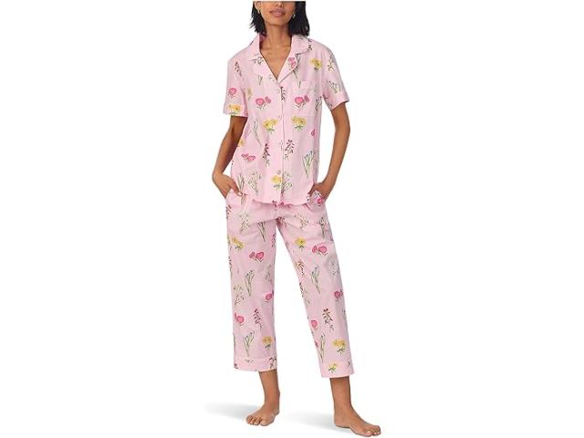 (取寄) ベッドヘッドパジャマズ レディース コットン ウーブン ショート スリーブ クロップド Pj セット Bedhead PJs women Cotton Woven Short Sleeve Cropped Pj Set Western Wildflowers