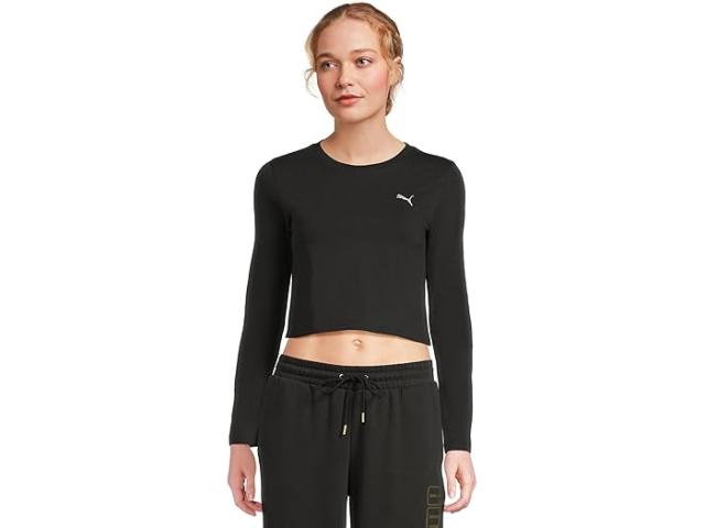 (取寄) プーマ レディース エッセンシャル クロップド ロング スリーブ ベイビー ティー PUMA women Essentials Cropped Long Sleeve Baby Tee Puma Black