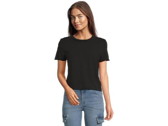 (取寄) マイケル スターズ レディース ジャッキー ロー エッジ クルー ネック ティー Michael Stars women Jackie Raw Edge Crew Neck Tee Black