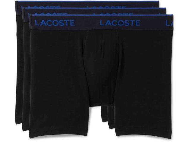 (取寄) ラコステ メンズ 3-パック ボクサー ブリーフ Lacoste men 3-Pack Boxer Briefs Black W/White/Blue/Green