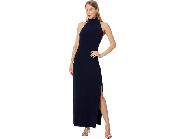 (取寄) ノーマ カマリ レディース ホルター タートル サイド スリット ガウン Norma Kamali women Halter Turtle Side Slit Gown True Navy