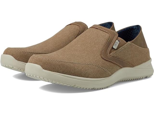 (取寄) ナン ブッシュ メンズ コンウェイ EZ キャンバス モカシン トゥ スリッポン イージー スリップ-イン ローファー Nunn Bush men Conway EZ Canvas Moccasin Toe Slip-On Easy Slip-In Loafer Stone