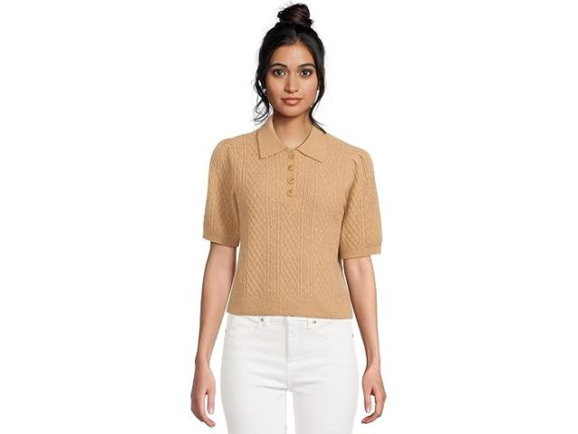 (取寄) リラ P レディース ミックスド ステッチ エルボー スリーブ ポロ Lilla P women Mixed Stitch Elbow Sleeve Polo Birch