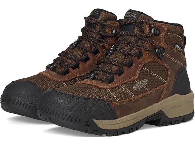 (取寄) キーン ユーティリティ レディース スコーキー ウォータープルーフ ワーク ブーツ (ソフト トゥ) KEEN Utility women Skokie Waterproof Work Boot (Soft Toe) Bison/Black
