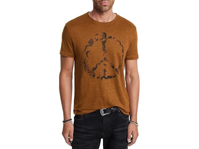 (取寄) ジョン バルベイトス メンズ スプレイ ピース ティー John Varvatos men Spray Peace Tee Sienna Brown