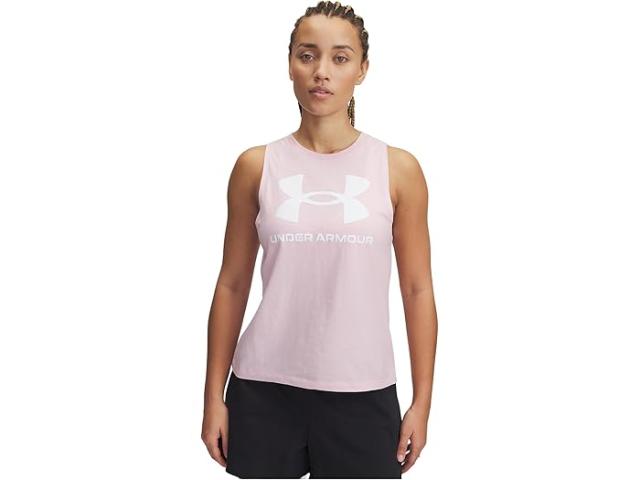 (取寄) アンダーアーマー レディース ライブ スポーツスタイル グラフィック タンク Under Armour women Live Sportstyle Graphic Tank Prime Pink/White
