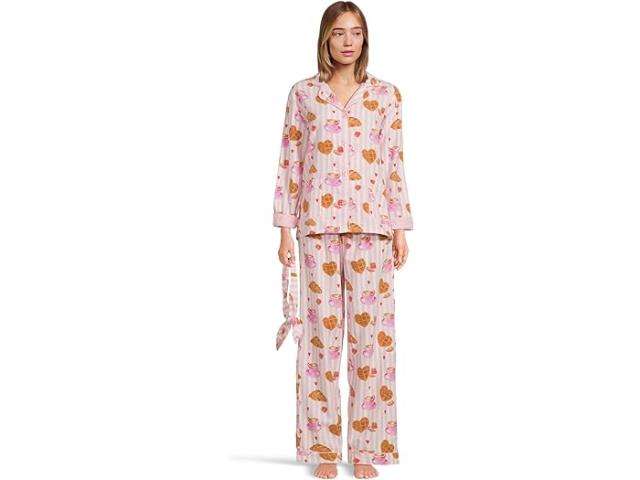 (取寄) ピー ジェイ サルベージ レディース フランネル Pj セット ウィズ ヘッドバンド P.J. Salvage women Flannel PJ Set with Headband Brunch Club Pink