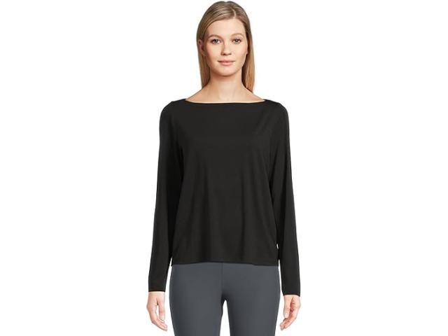 (取寄) アイリーン フィッシャー レディース バトウ ネック ロング スリーブ トップ Eileen Fisher women Bateau Neck Long Sleeve Top Black