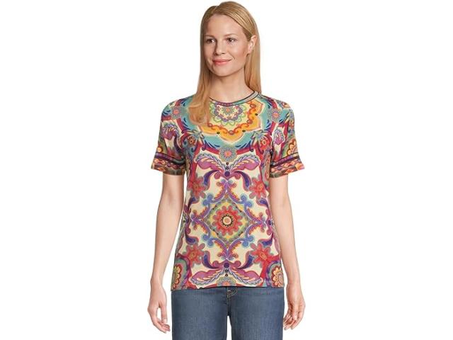 (取寄) ジョニー ワズ レディース ザ ジャニー フェーバリット フェーバリット ショート スリーブ クルー ネック Johnny Was women The Janie Favorite Favorite Short Sleeve Crew Neck Mcanna Scarf