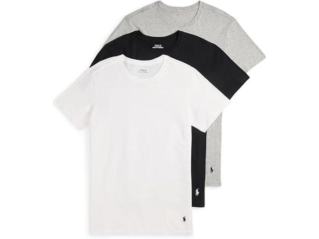 (取寄) ラルフローレン メンズ スリム フィット コットン クルー アンダーシャツ 3-パック Polo Ralph Lauren men Slim Fit Cotton Crew Undershirt 3-Pack White/Polo Black/Andover Heather