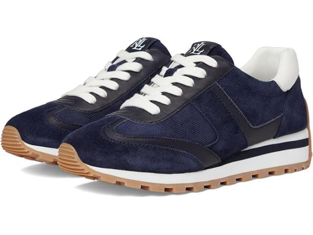 (取寄) ローレン ラルフローレン レディース ダニー パフォレイティット スエード スニーカー Lauren Ralph Lauren women Dani Perforated Suede Sneakers Lauren Navy/Lauren Navy/ White