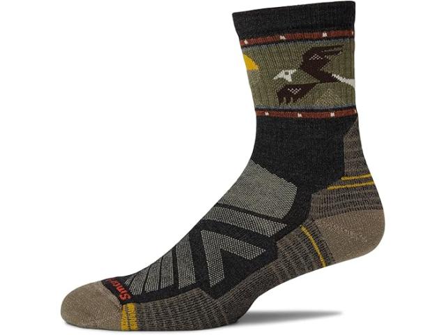 (取寄) スマートウール メンズ ハイク ライト クッション ソアリング プリント ミッド クルー ソックス Smartwool men Hike Light Cushion Soaring Print Mid Crew Socks Charcoal