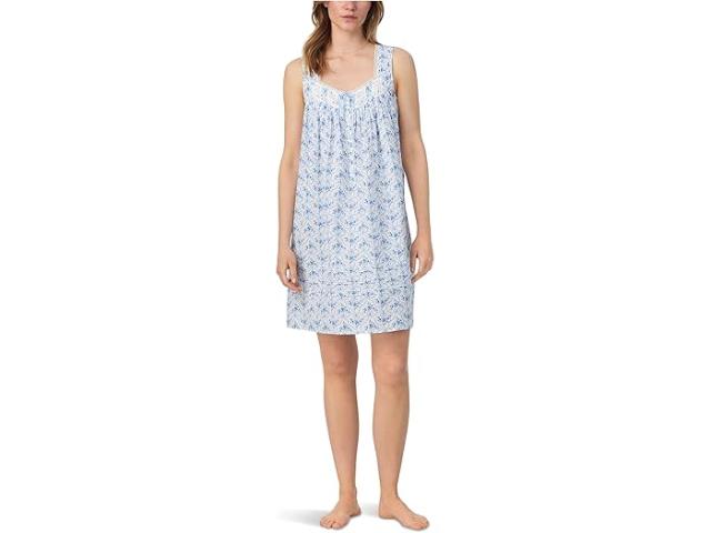(取寄) アイリーン ウエスト レディース コットン ウーブン ロン スリーブレス ショート シュミーズ Eileen West women Cotton Woven Lawn Sleeveless Short Chemise Blue Ribbon