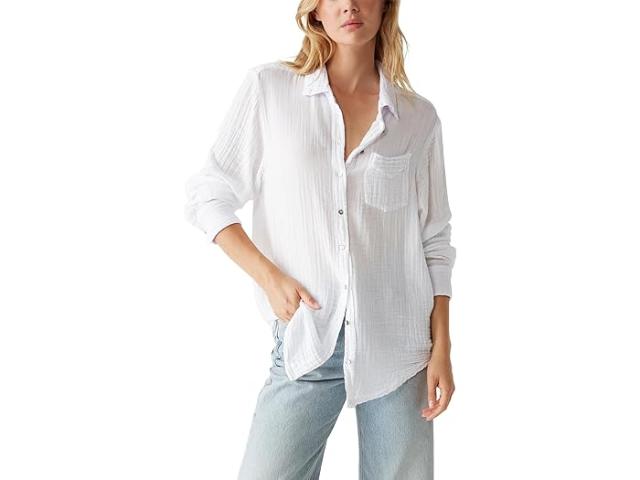 (取寄) マイケル スターズ レディース アーニー ボタン ダウン ウィズ ポケット Michael Stars women Ernie Button Down With Pocket White
