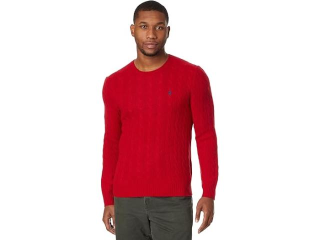 (取寄) ラルフローレン メンズ ケーブルニット ウール-カシミヤ セーター Polo Ralph Lauren men Cable-Knit Wool-Cashmere Sweater Park Ave Red