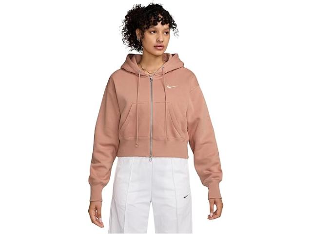 (取寄) ナイキ レディース スポーツウェア フェニックス フリース ルーズ フル-ジップ クロップ ブーディ Nike women Sportswear Phoenix Fleece Loose Full-zip Crop Hoodie Rose Gold/Sail