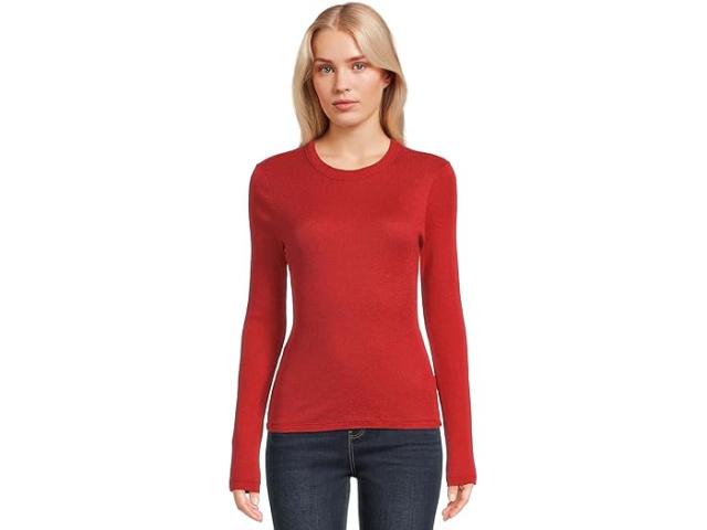 (取寄) マイケル スターズ レディース リブド ロング スリーブ ティー Michael Stars women Liyah Ribbed Long Sleeve Tee Carmine
