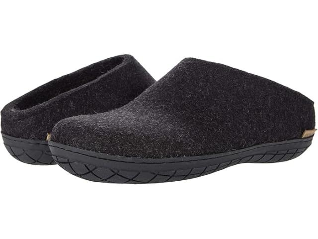 (取寄) グレーラップ ウール スリッポン ラバー アウトソール Glerups Wool Slip-On Rubber Outsole Charcoal/Black Rubber