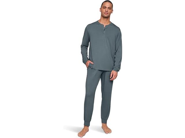 (取寄) エバージェイ メンズ ヘンリー - ザ ロング Pj セット Eberjey men Henry - The Long PJ Set Stone Blue