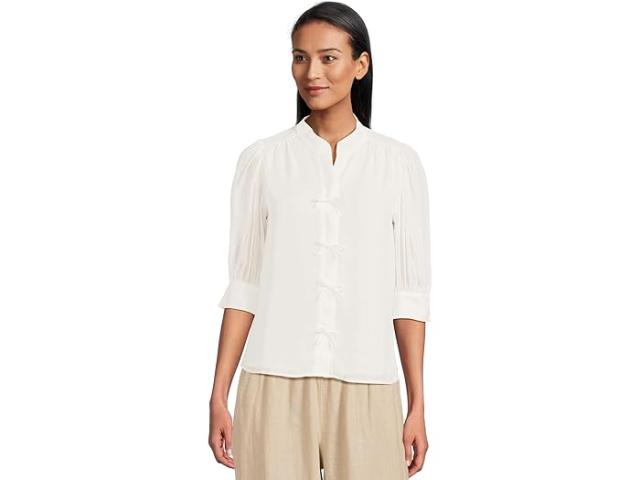 (取寄) シーシー レディース エルボー スリーブ ボウ プラケット ブラウザ CeCe women Elbow Sleeve Bow Placket Blouse New Ivory