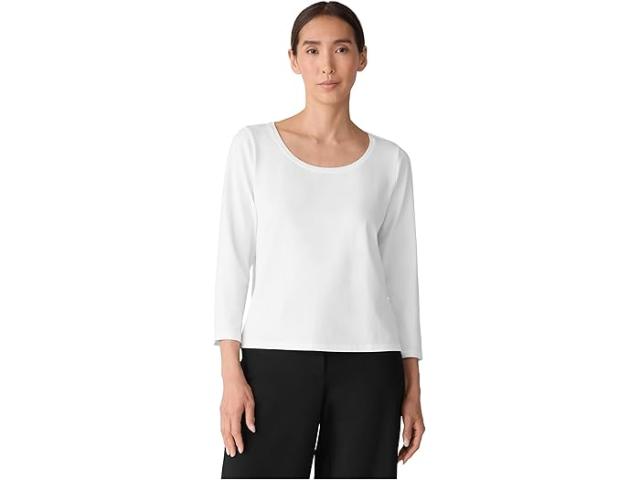 (取寄) アイリーン フィッシャー レディース ストレッチ ジャージ ニット スクープ ネック トップ Eileen Fisher women Stretch Jersey Knit Scoop Neck Top White