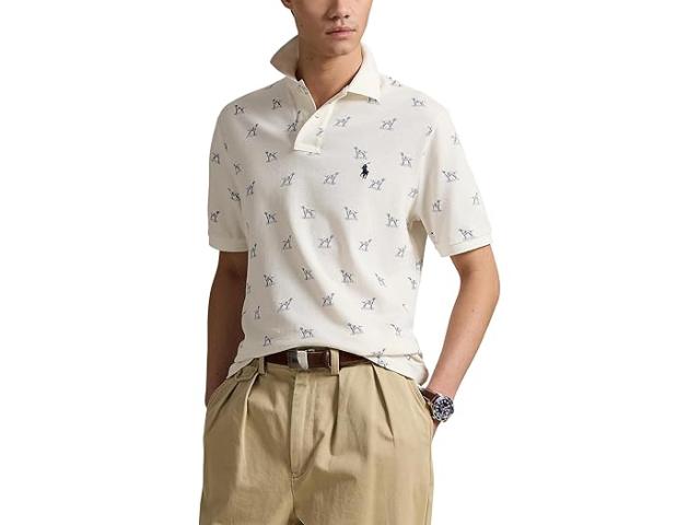 (取寄) ラルフローレン メンズ クラシック フィット メッシュ ポロ シャツ Polo Ralph Lauren men Classic Fit Dog-print Mesh Polo Shirt Nevis Standing Dog