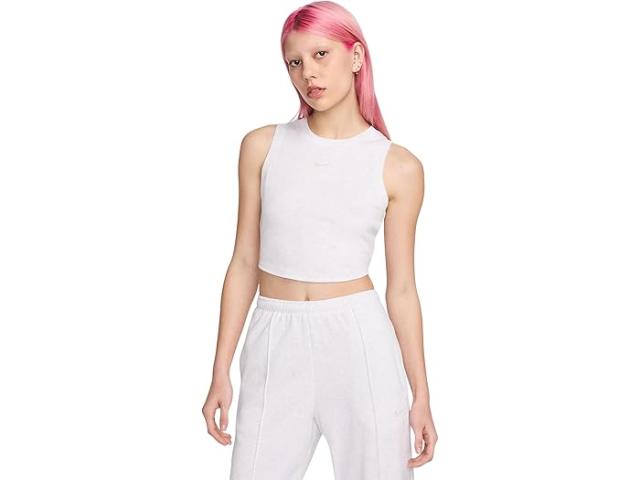 (取寄) ナイキ レディース スポーツウェア チル ニット タイト クロップド ミニ-リブ タンク トップ Nike women Sportswear Chill Knit Tight Cropped Mini-rib Tank Top Birch Heather/Light Orewood Brown