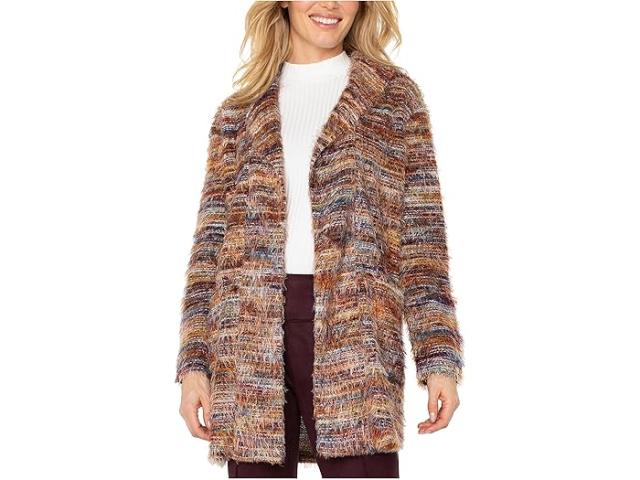 (取寄) リバプールロサンゼルス レディース ロング スリーブ オープン フロント カーディガン Liverpool Los Angeles women Long Sleeve Open Front Cardigan Multi Feathered Knit