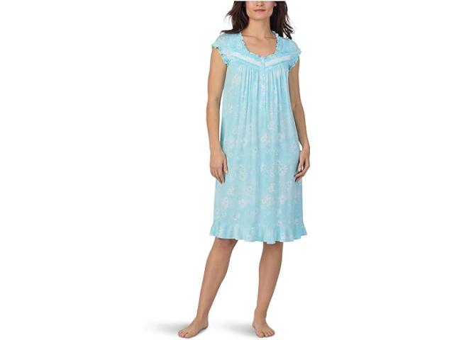 (取寄) アイリーン ウエスト レディース ワルツ キャップ スリーブ ナイトガウン Eileen West women Waltz Cap Sleeve Nightgown Aqua Ground Floral