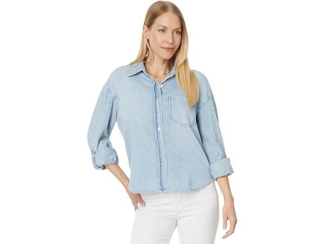 (取寄) カット フロム ザ クロス レディース レイトン - ロング スリーブ ボタン ダウン ウィズ パッチ ポケット KUT from the Kloth women Leighton - Long Sleeve Button Down with Patch Pocket Light Wash