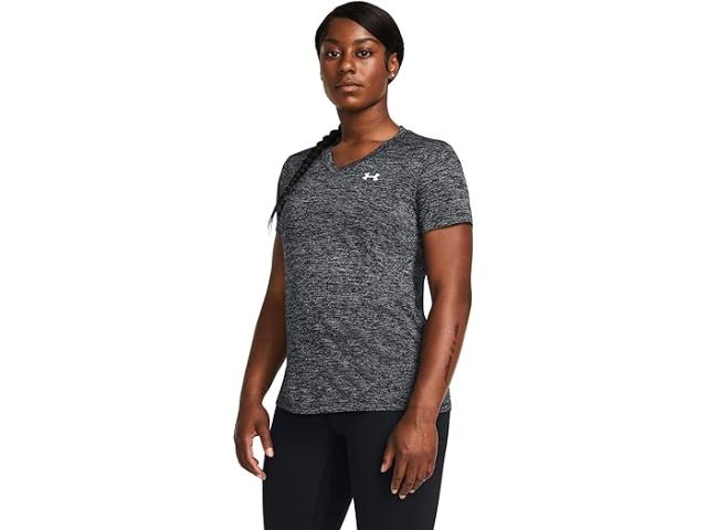 (取寄) アンダーアーマー レディース テック ショート スリーブ V-ネック ツイスト Under Armour women Under Armour Tech Short Sleeve V-Neck Twist Black/White
