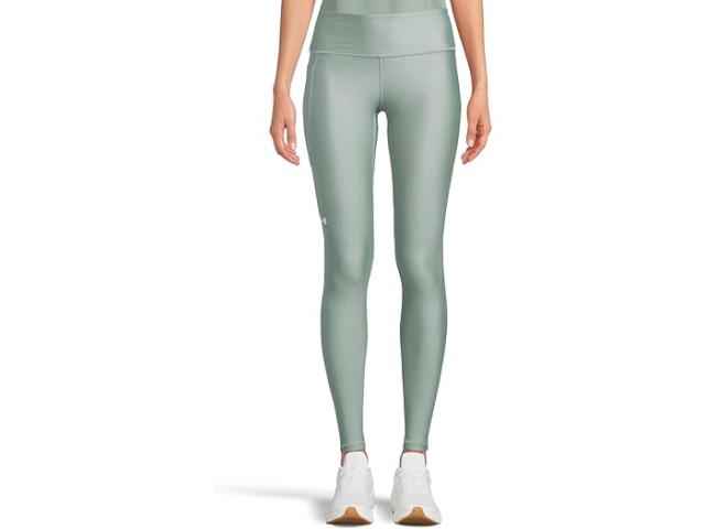 (取寄) アンダーアーマー レディース ヒートギア アーマー ハイウエスト ポケットド レギングス Under Armour women HeatGear Armour High-Waisted Pocketed Leggings Silica Green/White
