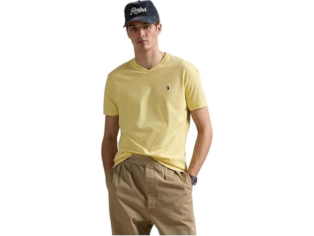 (取寄) ラルフローレン メンズ クラシック フィット ジャージ V-ネック T-シャツ Polo Ralph Lauren men Classic Fit Jersey V-Neck T-Shirt Wicket Yellow