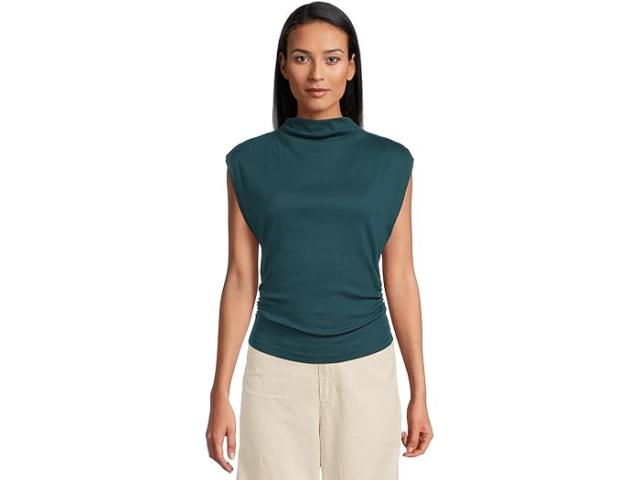 (取寄) マイケル スターズ レディース アマラ モック ネック パワー ショルダー トップ Michael Stars women Amara Mock Neck Power Shoulder Top Rainforest