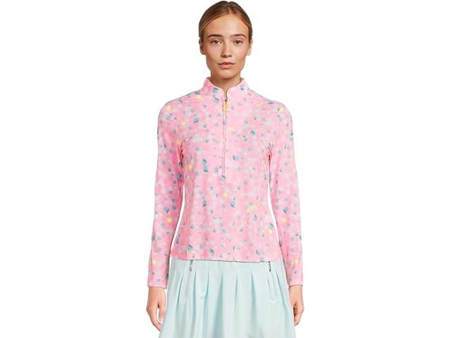 (取寄) ジェイミー サドック レディース サンセンス キューボ プリント ロング スリーブ 1/4 ジップ サン プロテクション トップ Jamie Sadock women Sunsense Cubo Print Long Sleeve 1/4 Zip Sun Protection Top Pink