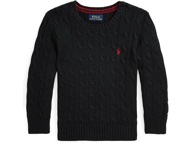 (取寄) ラルフローレン キッズ ボーイズ ケーブルニット コットン セーター (トドラー/リトル キッド) Polo Ralph Lauren Kids boys Cable-Knit Cotton Sweater (Toddler/Little Kid) Polo Black/C3807
