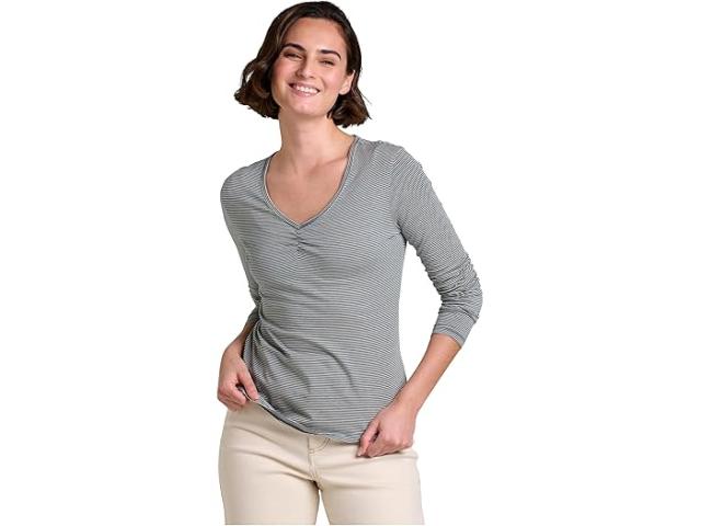 (取寄) トードアンドコー レディース ロゼ ロング スリーブ ティー Toad&Co women Rose Long Sleeve Tee Oatmeal Micro Stripe