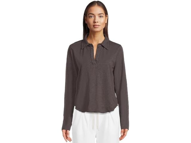 (取寄) モッドオードック レディース ロング スリーブ イージー ポロ ティー Mod-o-doc women Long Sleeve Easy Polo Tee Washed Ebony