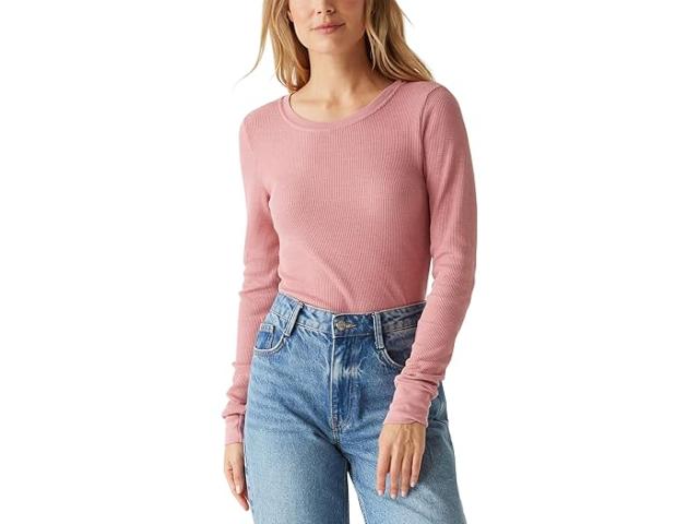 (取寄) マイケル スターズ レディース サーマル ジュリエット クルー ネック トップ Michael Stars women Thermal Juliet Crew Neck Top Berrywood