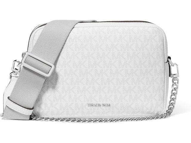 (取寄) マイケルコース レディース ブライアント ミディアム ダブル ジップ チェイン カメラ クロスボディ MICHAEL Michael Kors women Bryant Medium Double Zip Chain Camera Crossbody Optic White/Aluminum