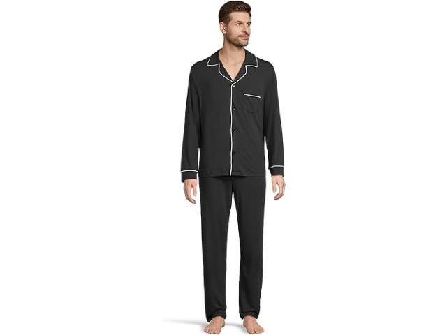 (取寄) エバージェイ メンズ ザ ウィリアム モーダル ロング Pj セット Eberjey men The William Modal Long PJ Set Black/Ivory