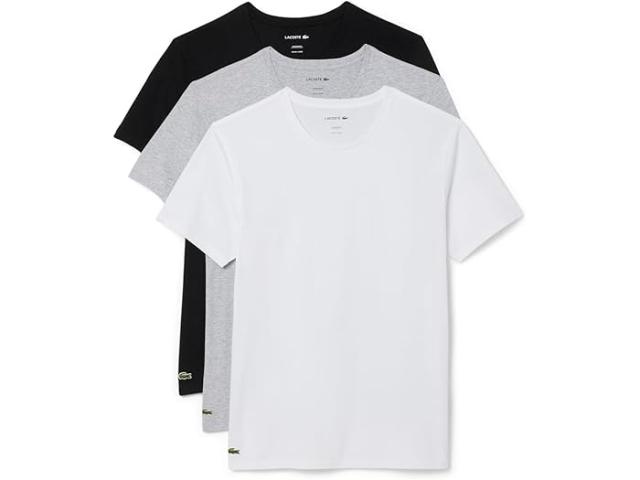 (取寄) ラコステ メンズ 100パーセント コットン レギュラー フィット クルーネック T-シャツ 3-パック Lacoste men 100% Cotton Regular Fit Crew-neck T-shirt 3-pack White/Grey/Black