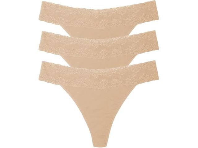 (取寄) ナトリ レディース ブリス パーフェクション ワン サイズ クラシック トング 3-パック Natori women Bliss Perfection One Size Classic Thong 3-pack Cafe