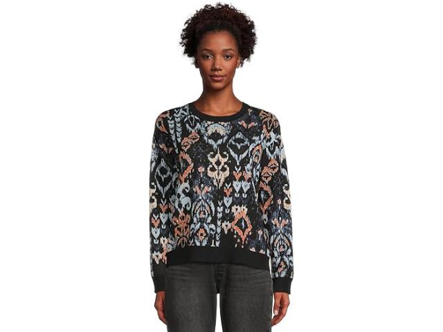 (取寄) リバプールロサンゼルス レディース ロング スリーブ クルー ネック ドロップド ショルダー ジャカード セーター Liverpool Los Angeles women Long Sleeve Crew Neck Dropped Shoulder Jacquard Sweater Blue/Multi Ikat