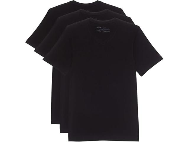 (取寄) パクト メンズ クール-ストレッチ V-ネック アンダーシャツ 3-パック PACT men Cool-Stretch V-Neck Undershirt 3-Pack Black
