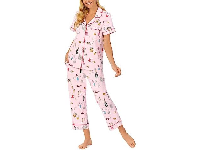 (取寄) ベッドヘッドパジャマズ レディース ショート スリーブ クラシック クロップド Pj セット Bedhead PJs women Bedhead PJs Short Sleeve Classic Cropped PJ Set Let's Do Brunch