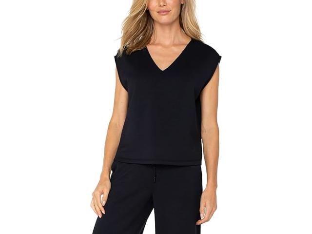 (取寄) リバプールロサンゼルス レディース プラッシュ コンフォート ニット ドルマン スリーブ V-ネック トップ Liverpool Los Angeles women Plush Comfort Knit Dolman Sleeve V-Neck Top Black