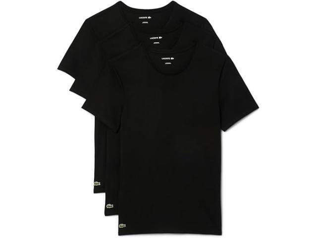 (取寄) ラコステ メンズ 100パーセント コットン スリム フィット クルーネック T-シャツ 3-パック Lacoste men 100% Cotton Slim Fit Crew-neck T-shirt 3-pack Black