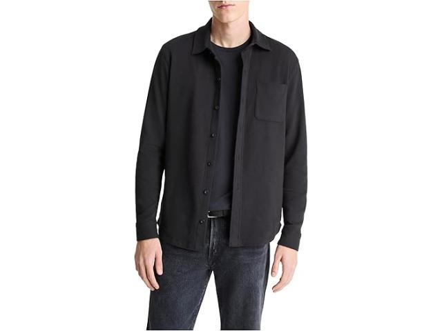 (取寄) ヴィンス メンズ ソリッド ニット シャツ Vince men Solid Knit Shirt Black